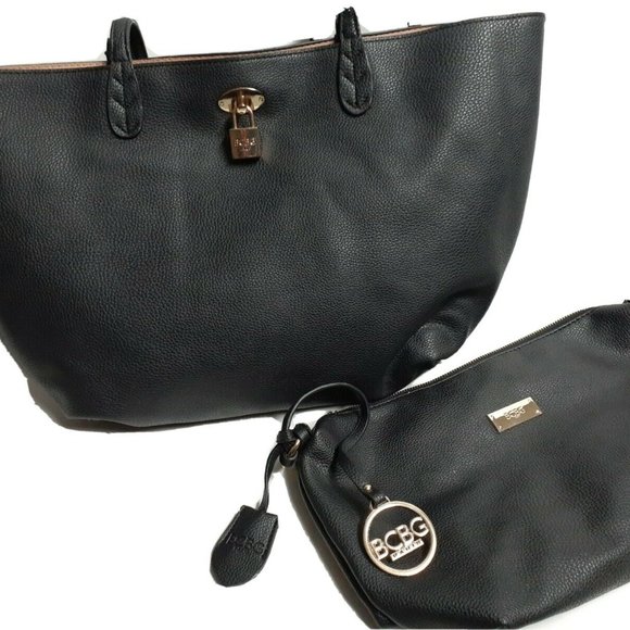BCBG | Bags | Bcbg Paris Reversible Blacktan Tote Handbag Set | Poshmark